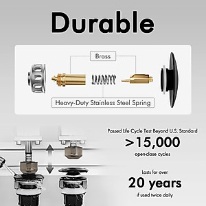 KES Black Pop Up Drain Stopper for Bathroom Sink, Sink Drain with Hair Catcher Without Overflow, 2 Pack, Matte Black, All Metal Rustproof 304 Stainless Steel, S2013D-BK-P2