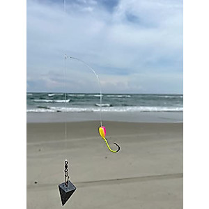 Pompano Rigs Pro-Tec Coated Circle Hooks Surf Fishing Rigs Hand-Tied (2-Pack, Pompano Candy)