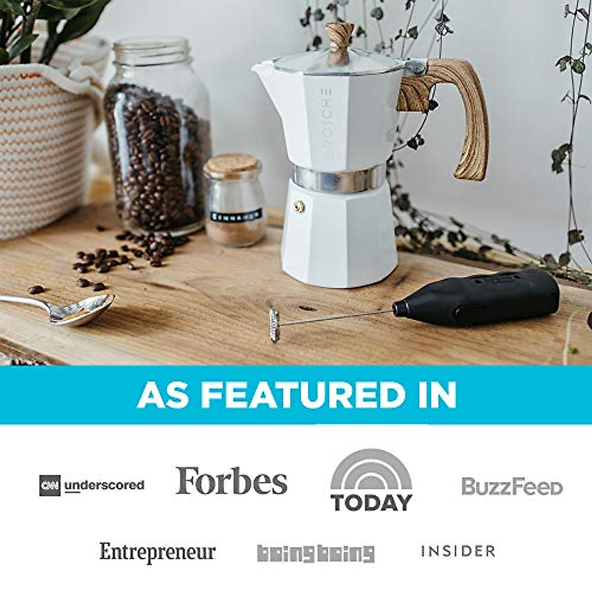 GROSCHE White Milano Stovetop Espresso Maker, 6 cup