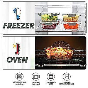 VERONES 24 Pieces Glass Food Storage Containers Set, Airtight Glass Lunch Containers, Stackable Glass Meal Prep Containers with Lids,BPA-Free, for Microwave, Oven, Freezer & Dishwasher Friendly,Grey