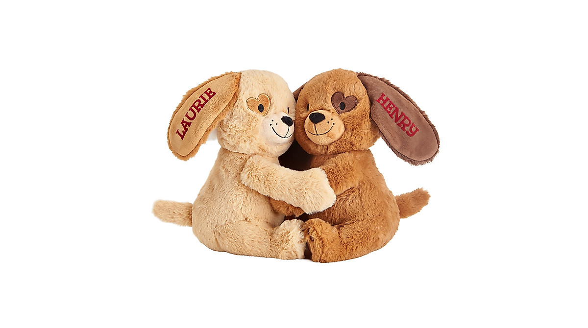 Personalized Hugging Plush Puppies for Valentines Day & More
