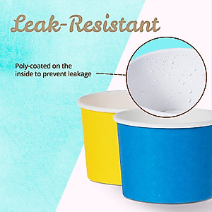 MATICAN Paper Ice Cream Cups, 50-Pack 9-oz Disposable Dessert Bowls for Hot and Cold, 9-ounce, Hot Pink, Baby Pink, Mint, Yellow, Blue