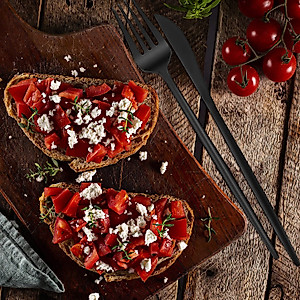 Bettlife Matte Black Silverware Set, Stainless Steel Satin Finish, Flatware Cutlery Set for 4, 20-Piece Spoons and Forks Kitchen Utensil Set, Dishwasher Safe (Matte Black, 20 P)