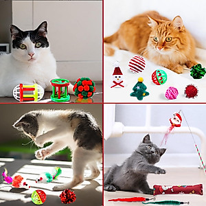 Cat Advent Calendar 2024, Christmas Countdown Calendar for Kitten with 24pcs Assorted Cat Christmas Toys Variety Pack Kitten Interactive Play Xmas Gifts