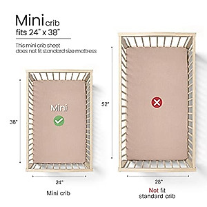 Lulumoon Muslin Mini Crib Sheets - Pack n Play Sheets Fitted for Baby - 24"x 38" Sand