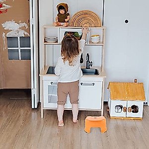 Toddmomy Kids Stools Cartoon Step Stool Toilet Footstool Anti- Skid Foot Stool Bathroom Step Stools Pregnant Stool Helper for Kitchen Bathroom Potty Supplies Orange Plastic Foot Stool