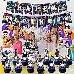 Cartoon Birthday Party Supplies, Cartoon Party Including Cake Caps, Cupcake Caps, Flags, Latex Balloons, It is Very Suitable for Boy's and Girl Themed Birthday Party Supplies