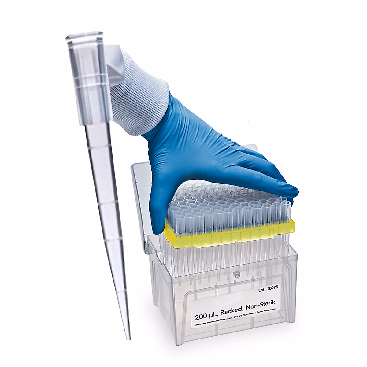 MICROLIT - Micropipette Pipette Tips, Low-Retention and Clean-Release Hydrophobic Transfer Pipettes, Universal Fit Nonpyrogenic 200 ul Plastic Pipette Tips, 960-Count, 1 Pack of 10 Racks