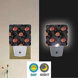 JSTEL Halloween Pumpkin Night Light Plug in Wall Decorative,Halloween Nightlights with Auto Dusk to Dawn Sensor, Halloween Night Lights Plug into Wall with Light Sensor,1