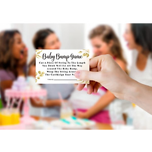 Baby Shower Games - Measure Mommy's Belly Game, How Big is Mommy's Belly, Mommys Belly Size Game, Includes a 5x7 Standing Sign and 50 2x3.5 Advice Cards(niu-k02)