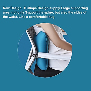 FLMAIPU Inflatable Travel Pillow, Lumbar Support Air Pillow for Traveling Airplanes/Cars/Buses/Trains/Office (Blue Reef)