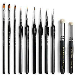 Miniature Paint Brushes with Dry Brush Set for Miniature Painting, Fuumuui 11Pcs Miniature Model Paint Brush Set Drybrush for Miniatures, Warhammer 40K, Vallejo Paint, Citadel Paint