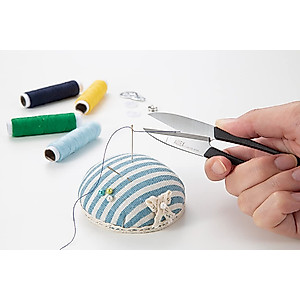 ALLEX Japanese Mini Sewing Embroidery Scissors 4.5 Inch, Spring Thread Cutting Snips Black, Made in JAPAN, Long