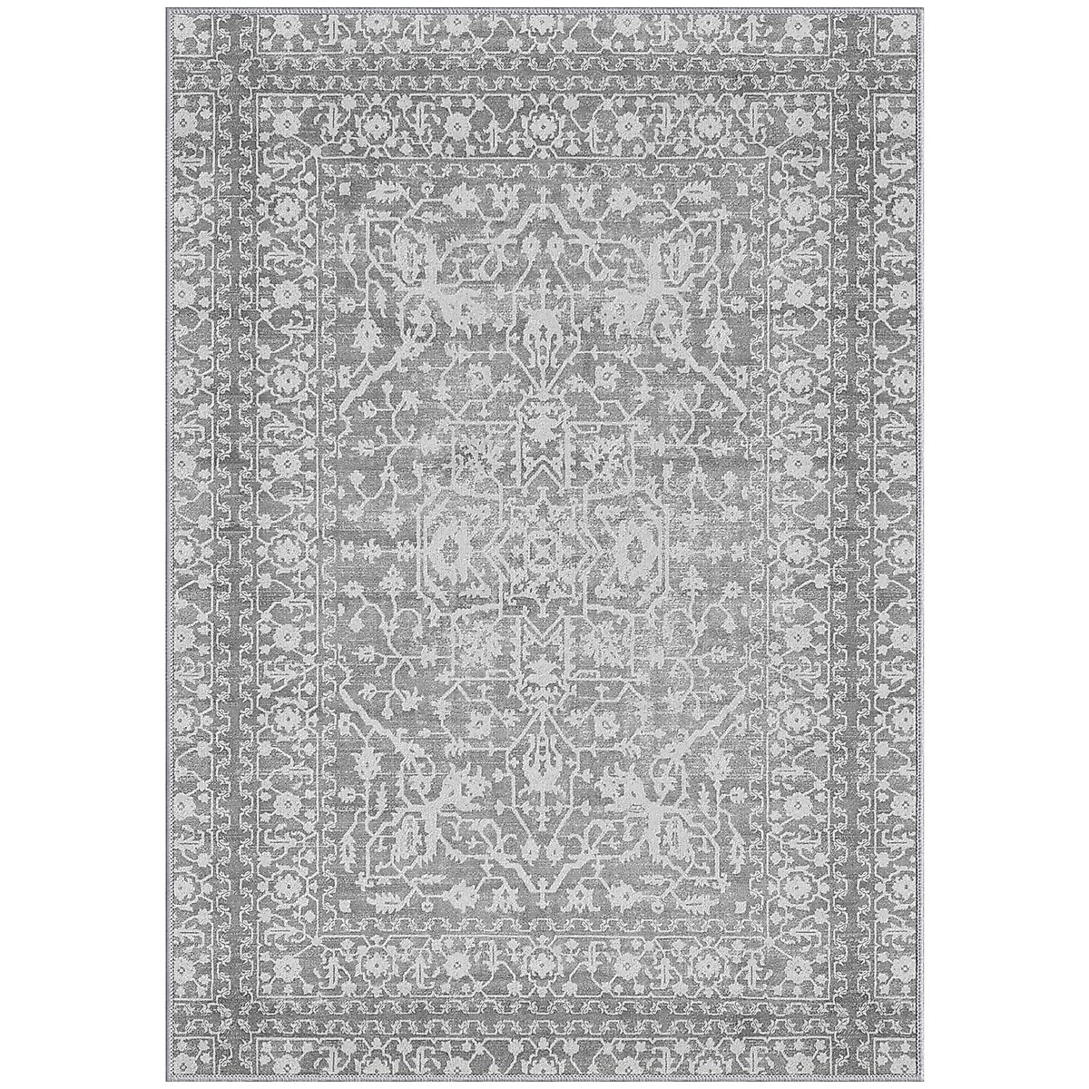 GelPro NeverMove Machine-Washable Bella Persian Kitchen Rug 24" x 34" Light Grey