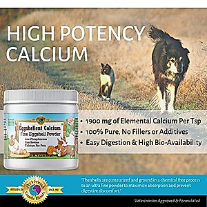 Pet's Friend Eggshellent Calcium 16 oz - Fine Eggshell Powder Calcium Supplement for Dogs and Cats, Low Phosphorous Non-Bovine Ingredients, Nourish Muscles, Joints, and Bones, Tasty Food Additive