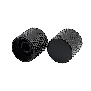 Musiclily Metric 6mm Metal Guitar Flat Top Dome Knobs Volume Tone Control Knobs for Fender Telecaster Tele Electric Guitar Precision Bass, Black(4 Pcs)
