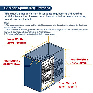 VADANIA Blind Corner Pull Out Organizer for 36" Cabinet, Left Open & Right Open Compatible, Min Opening 15", 2-Tier Pull-Out Basket, Soft Close, Bottom Mount