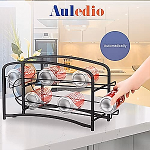 Auledio Stackable Beverage Can Dispenser Rack, Storage Organizer Holder for Canned food or Pantry Refrigerator,Black(2 Pack)