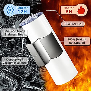 XccMe 8 Pack Sublimation Tumblers bulk,20 oz Skinny Stainless Steel Double Wall Insulated Straight Sublimation Blank with Lid,Box,Shrink Wrap Films,Polymer Coating for Heat Transfer