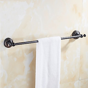 Bath Towel Bar Black Towel Rack, Single-bar American All-Copper Towel Rail, Retro Bathroom Pendant European-Style Toilet Towel Bar Towel Holder