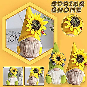 MACLARONX 2 Pcs Sunflower Gnomes Spring Summer Gnome Home Decorations Elf Plush Faceless Dolls Swedish Tomte Nisse Ornaments Holiday Party Scandinavian Rustic Dwarf Figurines