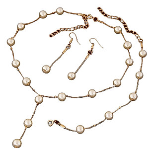 Faux Pearl Necklace Earring Bracelet Jewelry Set, Delicate and Classy Costume jewelry Favors