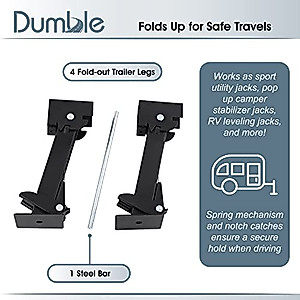 Dumble RV Stabilizer Jacks - 2pk 1300lb Cap Attachable Telescoping Travel Trailer Jack Stabilizer Stands and Jack Rod