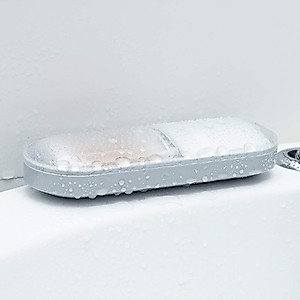 Swab Box,2 Grid Makeup Travel Cotton Storage Organizer Case Travel Cotton for Make Up Pads, Cosmetics (gray)