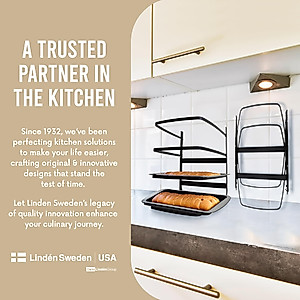 Linden Sweden Metal Baker’s Cooling Rack | Cooling Racks for Cooking and Baking | Storage for Craft and Baking Supplies | Collapsible Racks for Pizza Stones, Cookie Sheets, Baking Pans | 22”x 10”x 1”