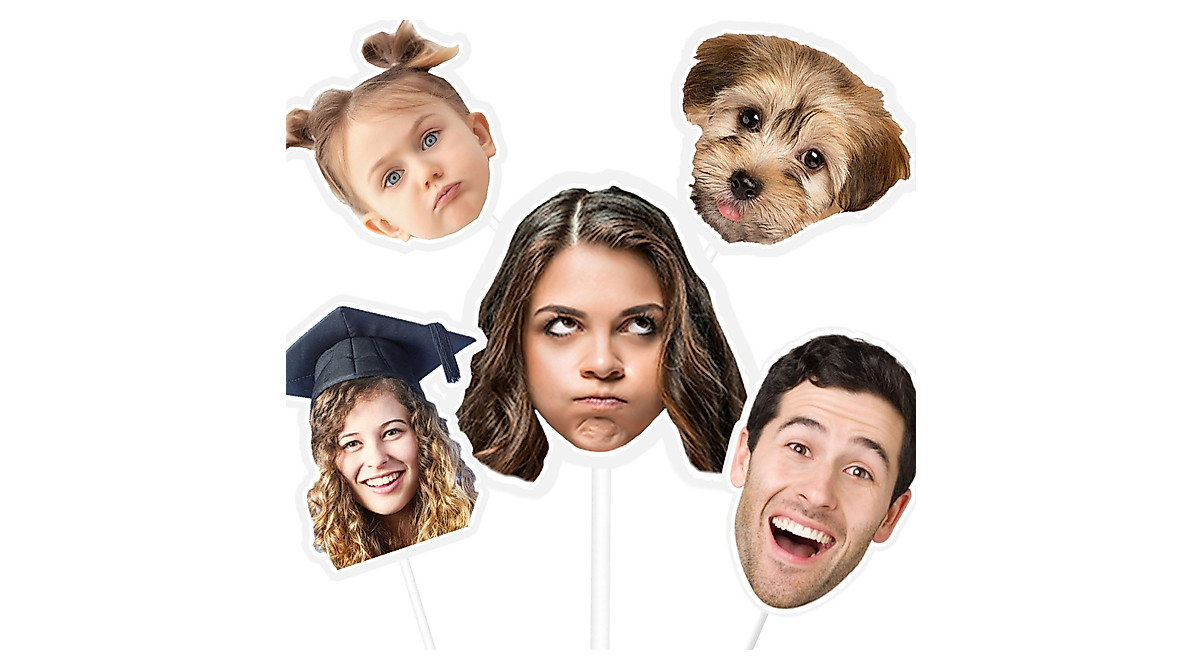 Personalized Big Head on Stick Custom Cards for Parties | MilSall