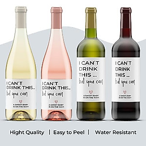 ST. PAULY | ● 10 PCS in 2 Sizes ● Pregnancy Announcement Wine Labels | Baby Announcement Bottle Label | Gender Neutral Pregnancy Reveal | For Family and Friends (I can't drink this but you can)