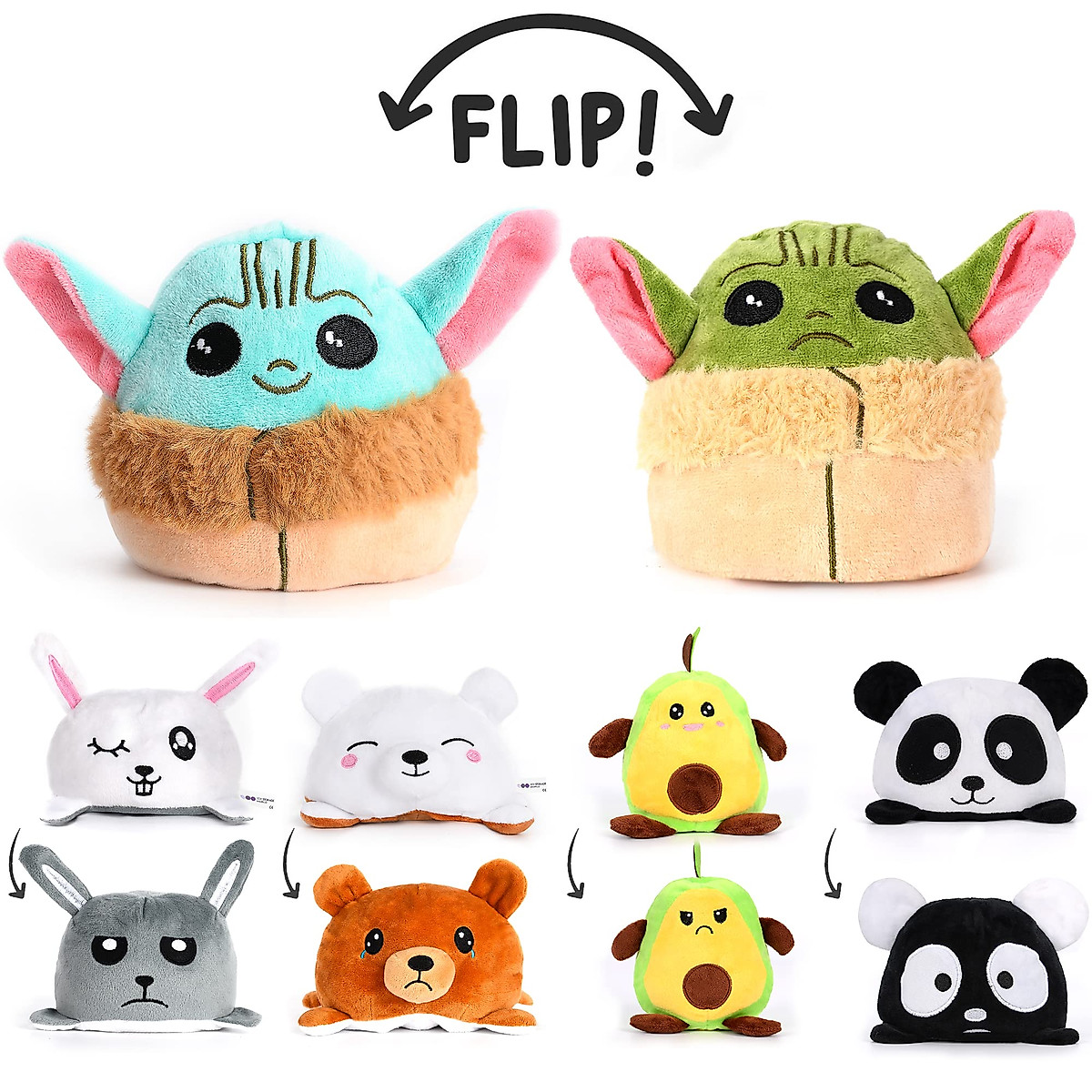 Baby Yoda Plush Reversible Plushie The Child Mandalorian Double Sided Flip Reversed Stuffed Animal Toy Kid Figure Reversable Plushies Teddy Bear Kids Gifts Toys 6 inch Best Gift 2024