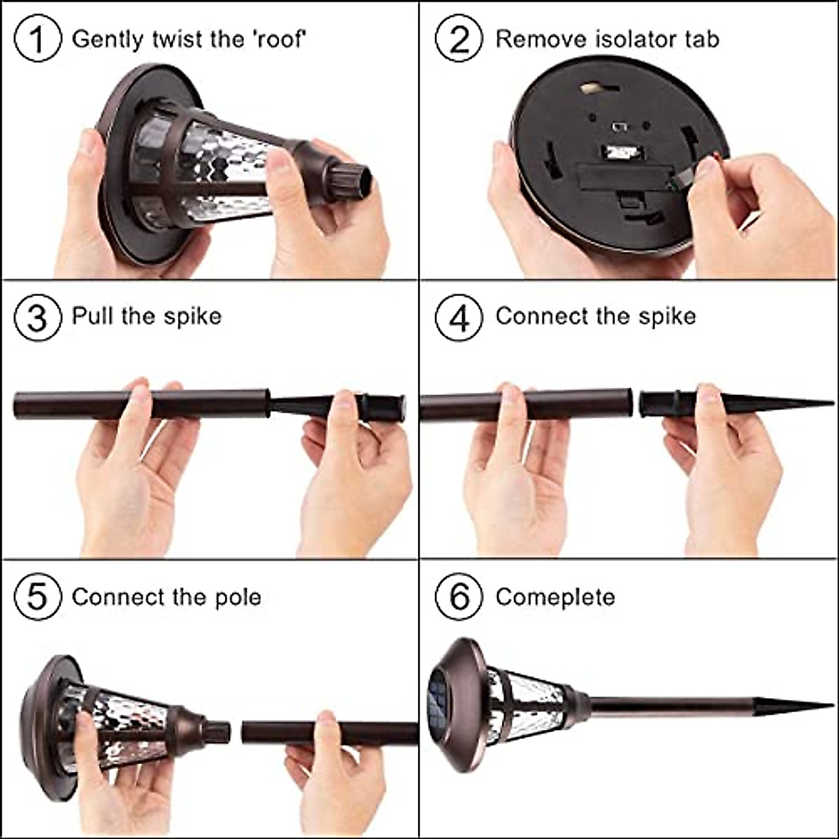 Solpex Solar Pathway Lights Outdoor,6 Pack Solar Garden Lights, Bronze Finshed, Waterproof Solar Walkway Lights Outdoor Lawn, Patio, Yard, Garden, Pathway, Walkway and Driveway.…