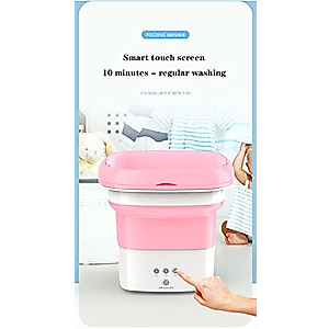 Wana Deco Mini Portable Washing Machine for Travelling, Camping, Apartment, Dorm - Pure Clean Lightweight Collapsible Bucket Baby Clothes, Underwear or Small Items, Foldable Gift (Pink)