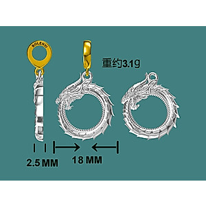 Infinity Dragon Circle Ouroboros 925 Sterling Silver Charm Bead For Pandora & Similar Charm Bracelets or Necklaces