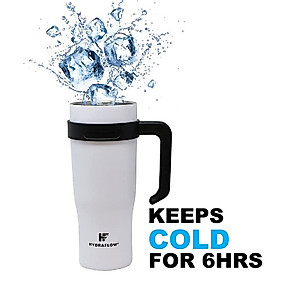 HYDRAFLOW Capri - 40oz Tumbler with Straw and Handle - Triple Wall Vacuum Insulated Tumbler - Insulated Smoothie Cup - Stainless Steel Tumbler - Reusable Tumbler with Lid - Clay