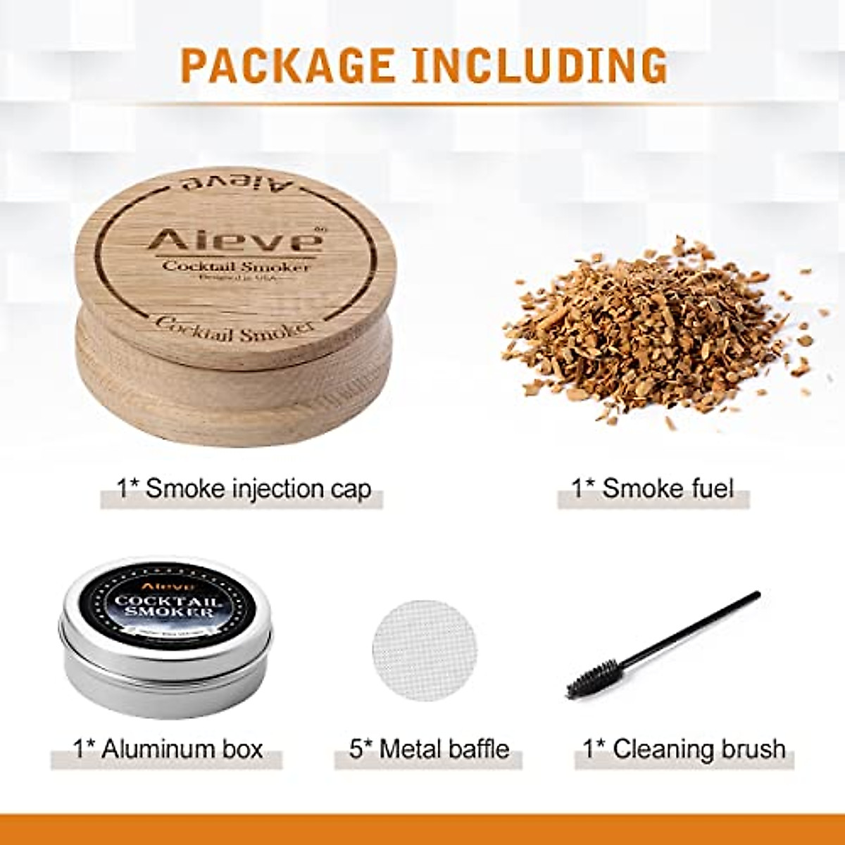 AIEVE Cocktail Smoker Kit, Drink Smoker Thicken Chimney Whiskey Smoker Old Fashioned Kit Infuser Glass Topper Bourbon Smoker with Cherry Wood Chip, Distinctive Gift for Whiskey Lovers