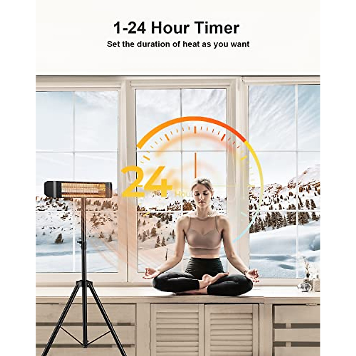 MAXOAK Infrared Patio Heater 1500W Electric Space Heater, Outdoor&Indoor Heater,IP65,Tip-over Protection,Remote Control,Stand/Wall/Ceiling Mounted for Bedroom,Balcony,Courtyard, Garage