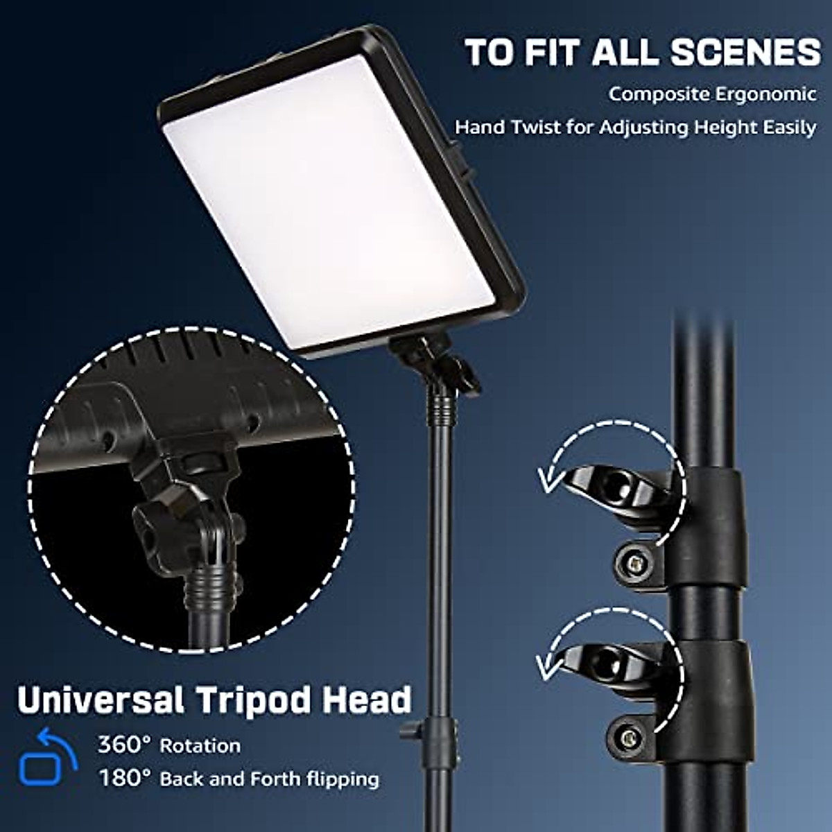 2-Pack LED Video Light Kit, NiceVeedi Studio Light, 2800-6500K Dimmable Photography Lighting Kit with Tripod Stand&Phone Holder, 73" Stream Light for Video Recording, Game Streaming, YouTube