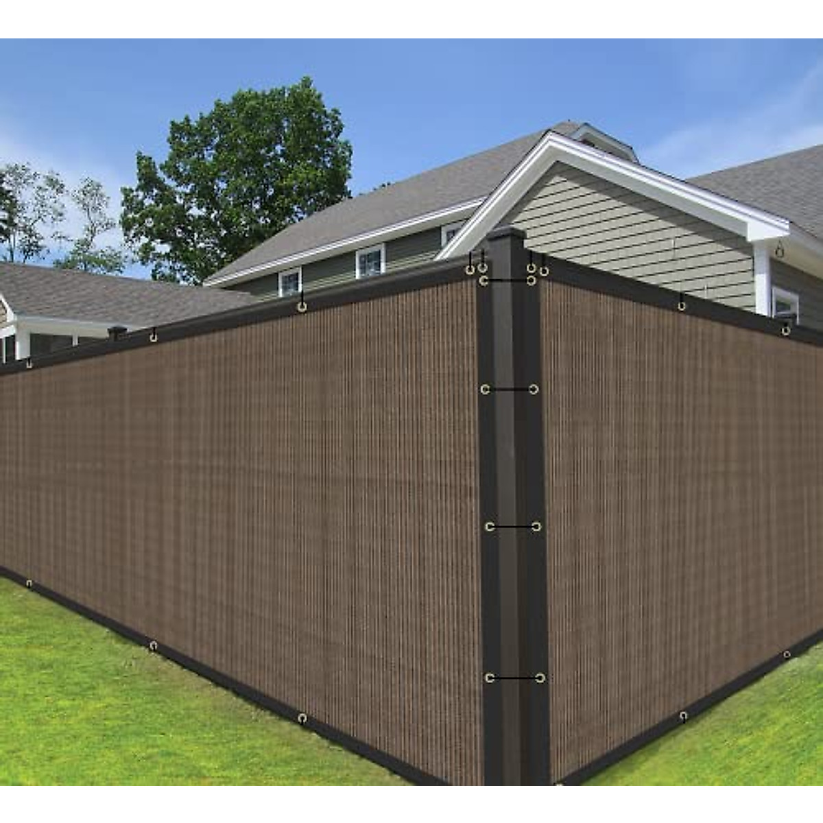 COARBOR 11'x3' Privacy Fence Screen Cover Mesh Blocker with Brass Grommets 180GSM Heavy Duty Fencing for Outdoor Back Yard Patio and Deck Backyard Garden Blocking Neighbor Brown-Customized