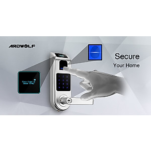 Fingerprint Door Lock, ARDWOLF A10 Keyless Entry Smart Biometric Door Locks with Digital Keypads Electronic Touchscreen and Reversible Handle Backup Keys for Home Office Front Door