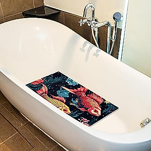 Bath Tub Shower Mat - Anti-Slip PVC Material 15.1x26.8 in, Gentle Cushioning Quick Drying Suction Cups Reliable Solution - Cute Fish Pattern Non-Slip Floor Mat