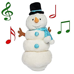 Simply Genius Animated Musical Plush Snowman: Animated Christmas Character, 15” Stuffed Animal Plush Holiday Snowman with Music and Lights, Plays and Dances to “Frosty The Snowman”