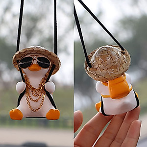 Swinging Duck Car Hanging Ornament, Cute Car Hanging Accessories for Rear View Mirror, Car Pendant Sunglasses Duck Hanging Swing