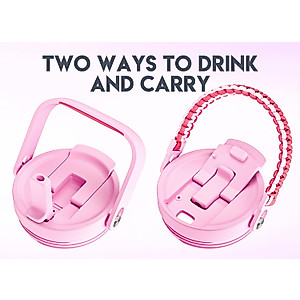 Meoky 40 oz Tumbler with Handle and Straw, Insulated Water Bottle, Stainless Steel Travel Mug, Keeps Cold for 34 Hours, 100% Leak Proof, Fits in Car Cup Holder (Fancy)