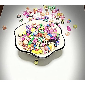 200pcs Clay Candy Beads Assorted Sweets Polymer Spacer Beads, Mixed Clay Lucky Candy Charms Kawaii Cute bonbons Fruits Beads for Nail DIY Bracelet Necklace Earring Hair Clip Accessories Making