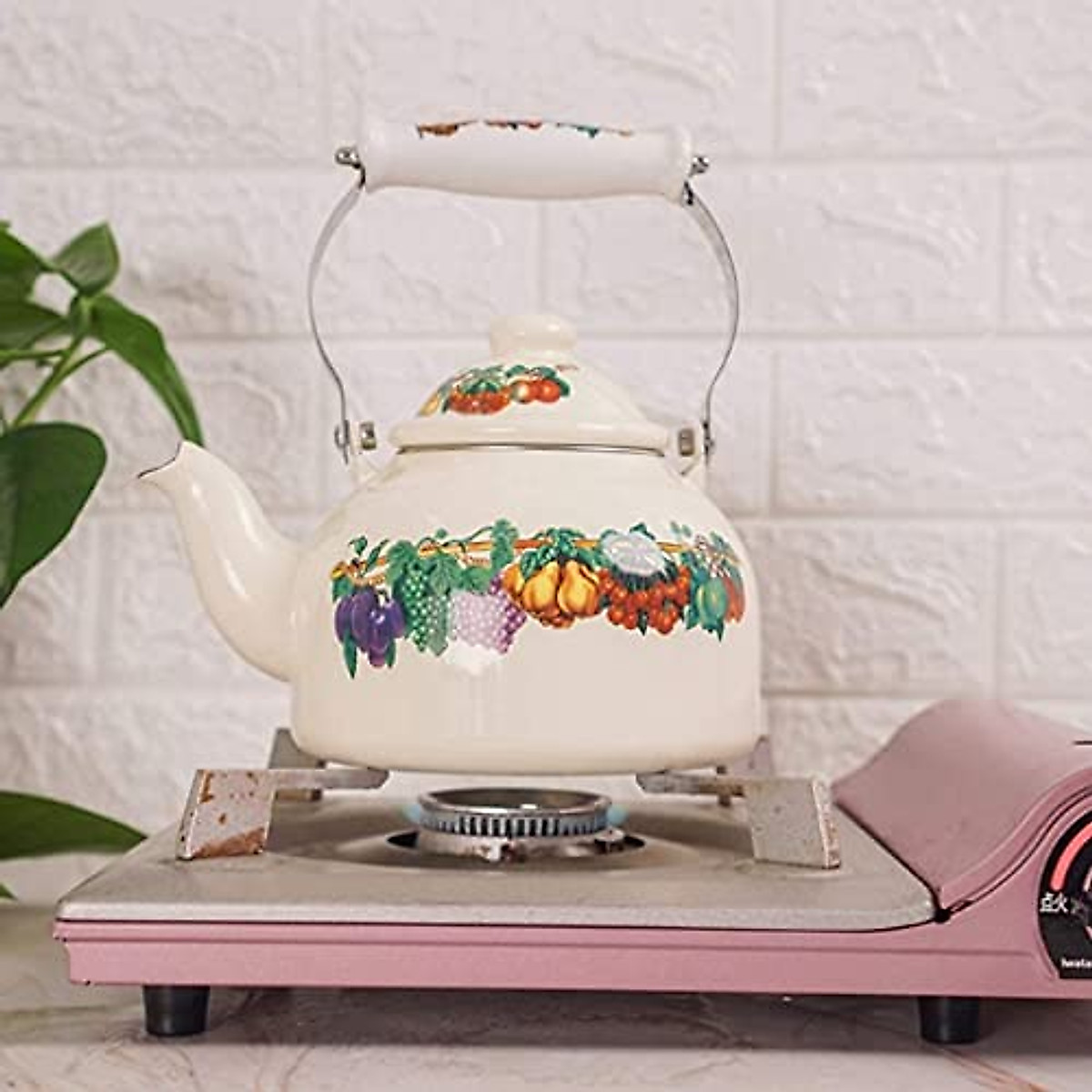 practical Teakettle Creative Kettle Enamel Teapot Home Thickened With Handle Teakettle For Stovetop, Hot Water, No Whistle Tea Pots 1.2l, 5l Portable