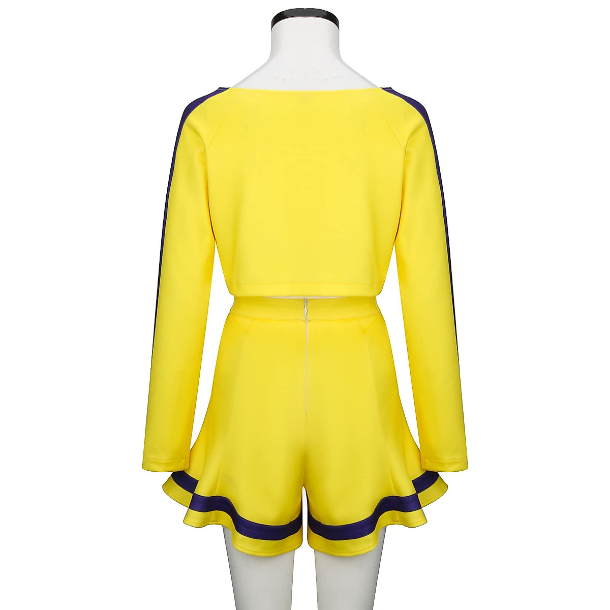 FOGHORN Women Girls Cheerleader Costume Halloween Sports School Fancy Yellow Cheerleading Uniform Outfit(XS)