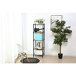 HollyHOME 5 Shelves Adjustable Steel Wire Shelving Rack in Small Space or Room Corner, Metal Heavy Duty Storage Shelf, Utility Rack, Bathroom Storage Tower Kitchen Shelving, Thicken Tube, Black