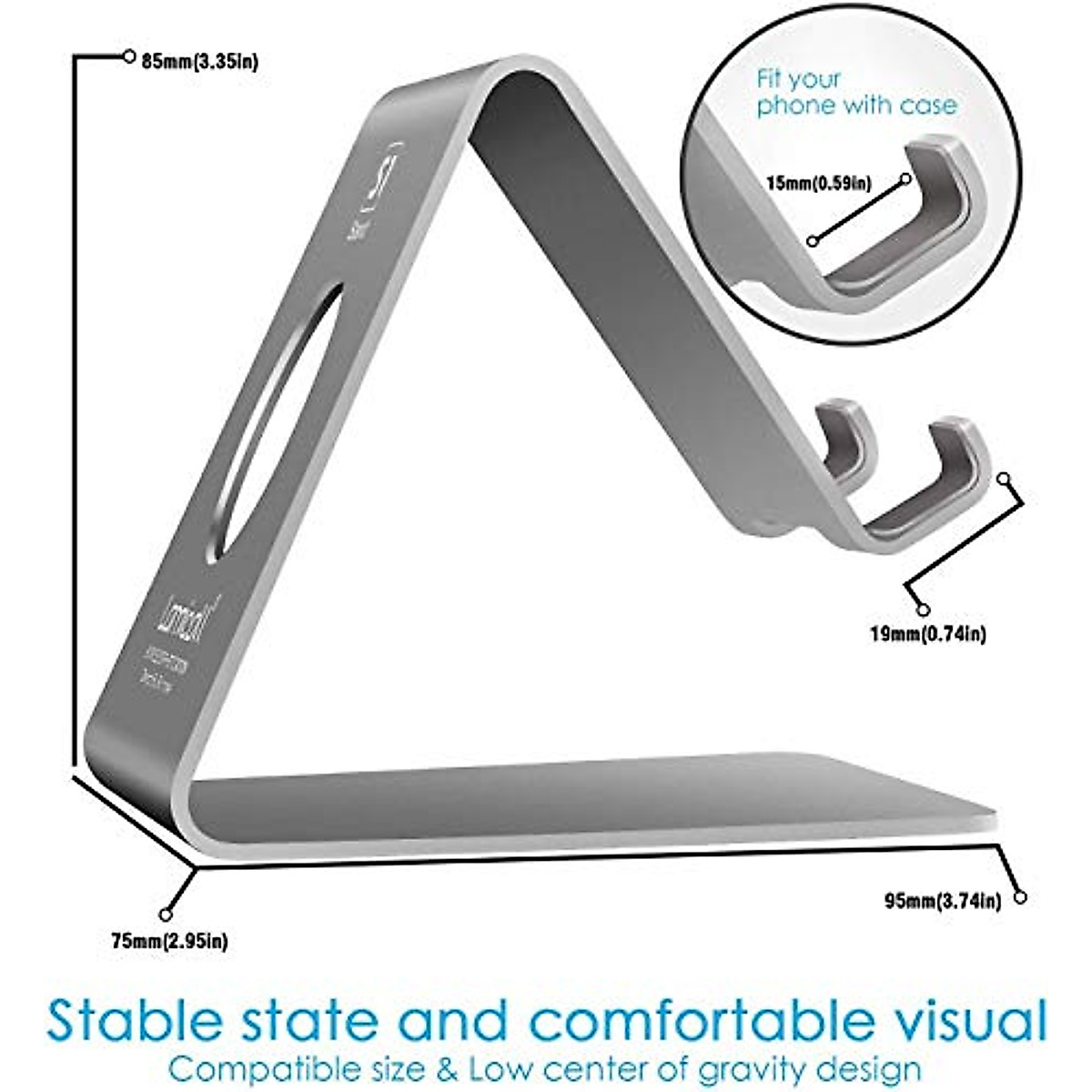 Lamicall Cell Phone Stand, Phone Dock : Cradle, Holder, Stand, Compatible with Phone 12 Mini 11 Pro Xs Xs Max Xr X 8 7 6 6s Plus 5 5s 5c All Android Smartphone Charging, Accessories Desk - Gray